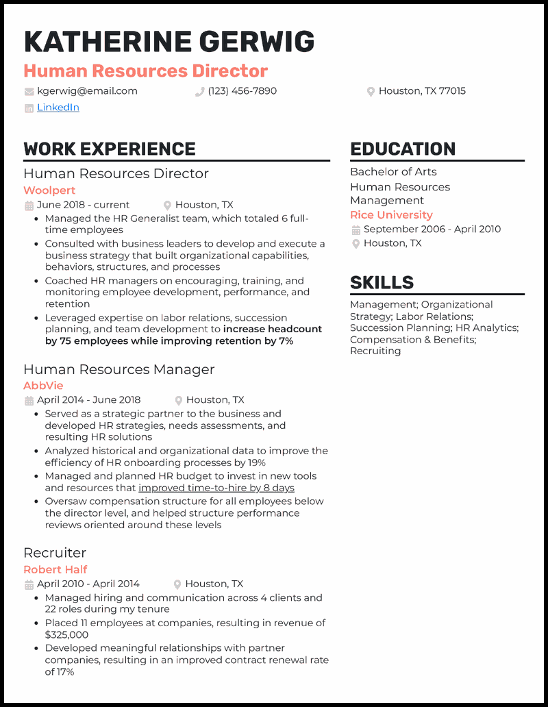 3 Human Resources (HR) Director Resume Examples [& Templates]