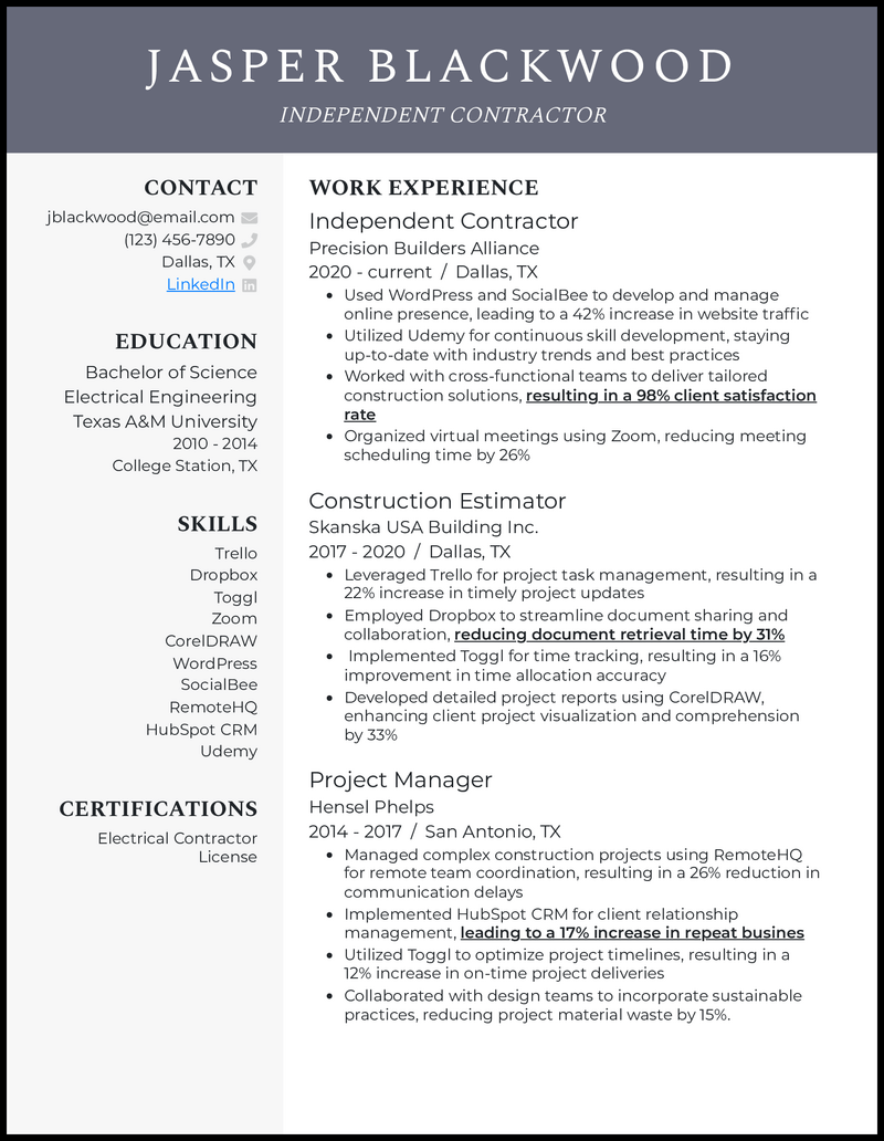 7 Contractor Resume Examples That Worked in 2025