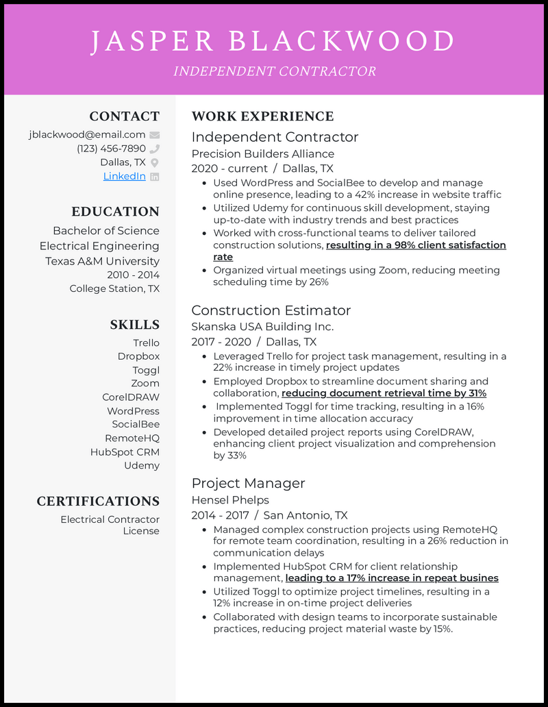 7 Contractor Resume Examples That Worked in 2025
