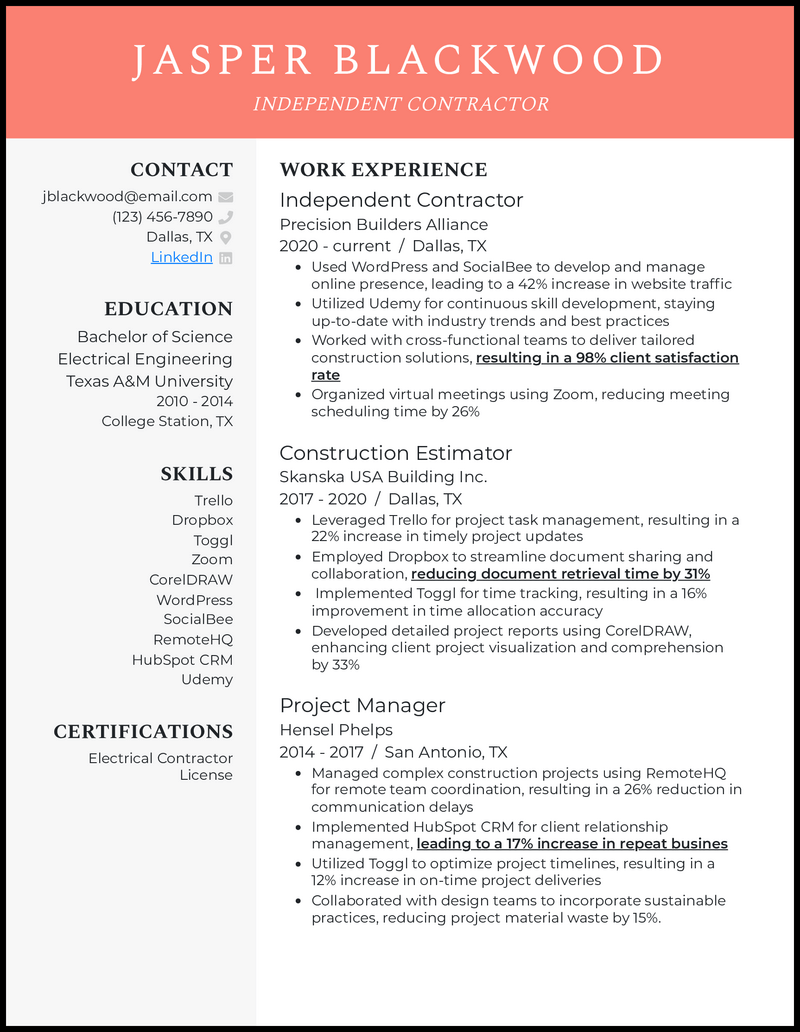 7 Contractor Resume Examples That Worked in 2025