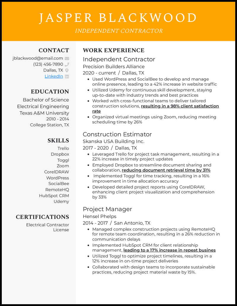7 Contractor Resume Examples That Worked in 2025