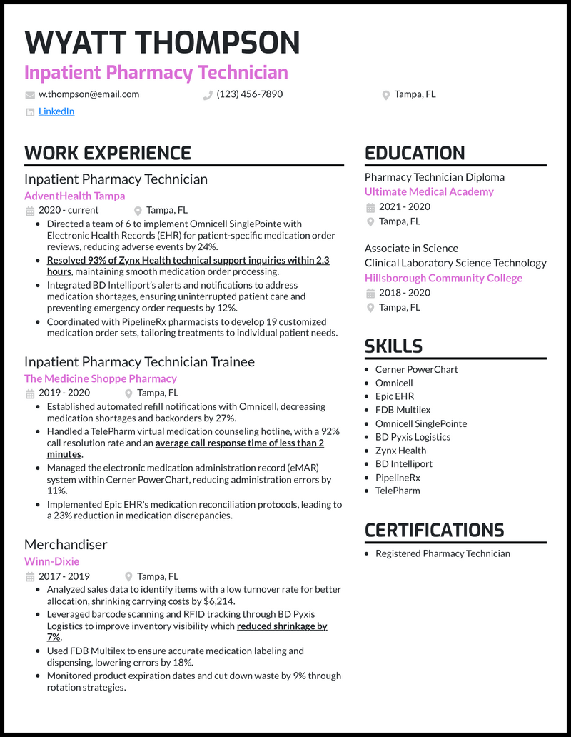15 Pharmacy Technician Resume Examples for 2025