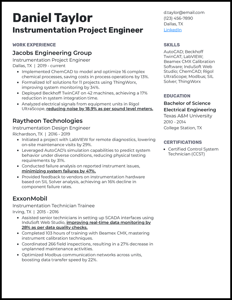 7 Project Engineer Resume Examples Designed for 2025