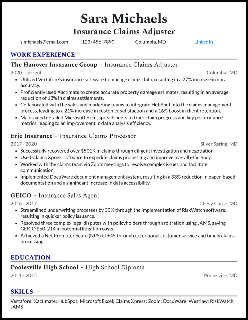15 Claims Adjuster Resume Samples For 2025