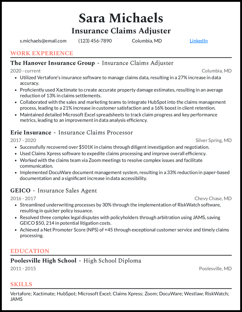 15 Claims Adjuster Resume Samples For 2025