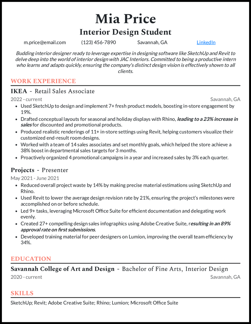 7 Interior Design Resume Examples to Stand Out in 2024