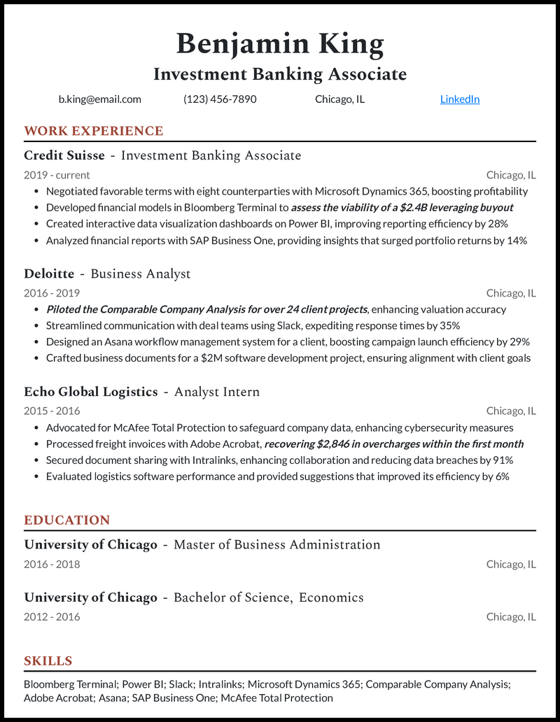 Investment Banking Resume Investment Banking Resume