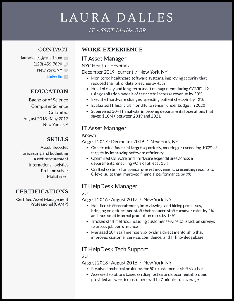 13 IT Manager Resume Examples [& Templates]