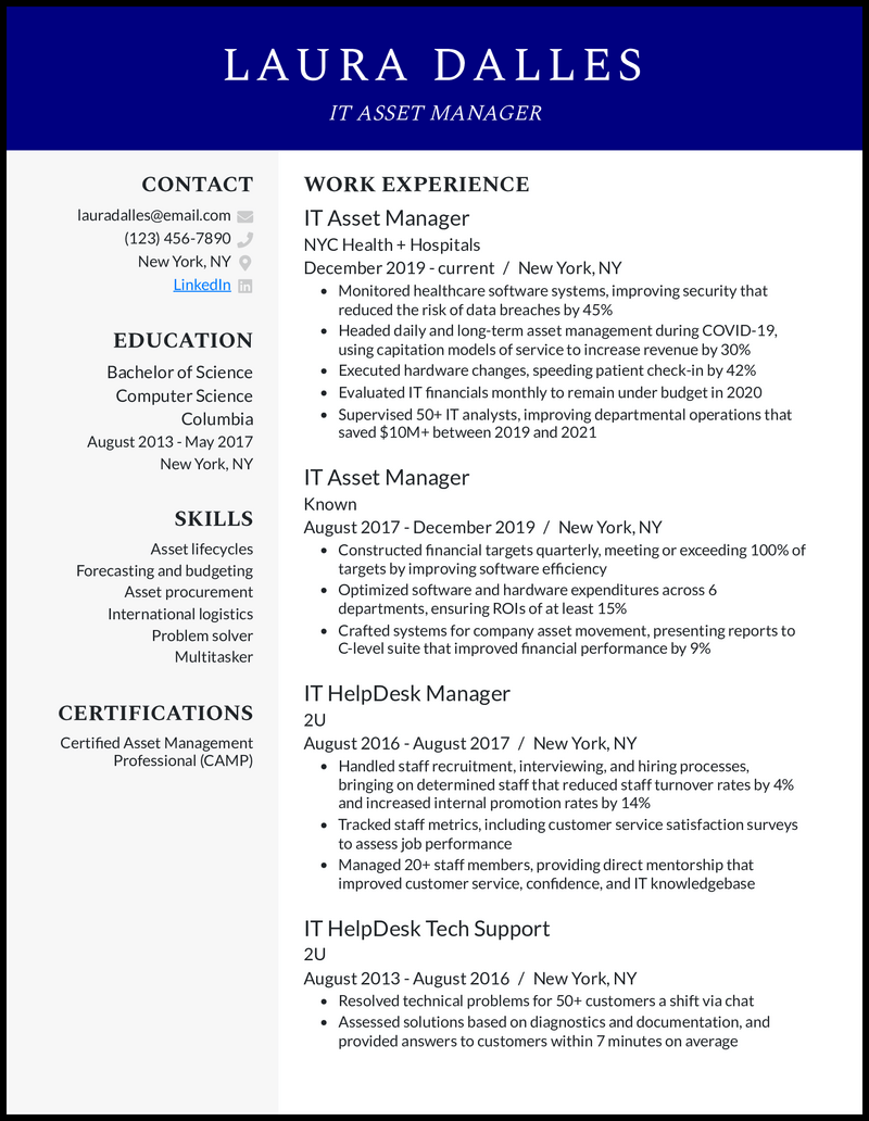 13 IT Manager Resume Examples [& Templates]