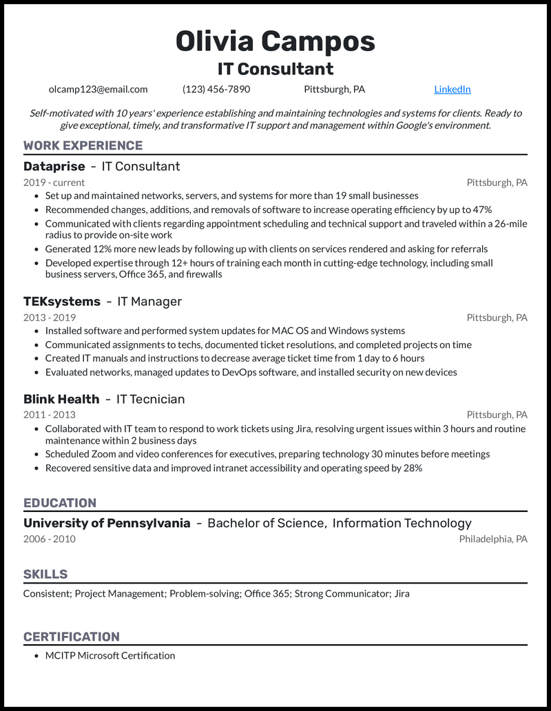 9 Consulting Resume Examples That Worked in 2024