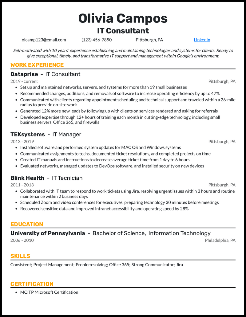 9 Consulting Resume Examples That Worked in 2024