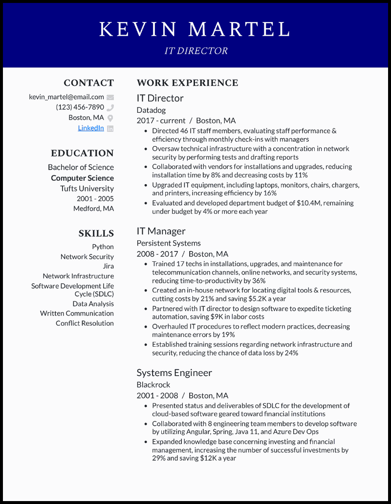 8 Best IT Resume Examples & Samples for Information Technology Jobs