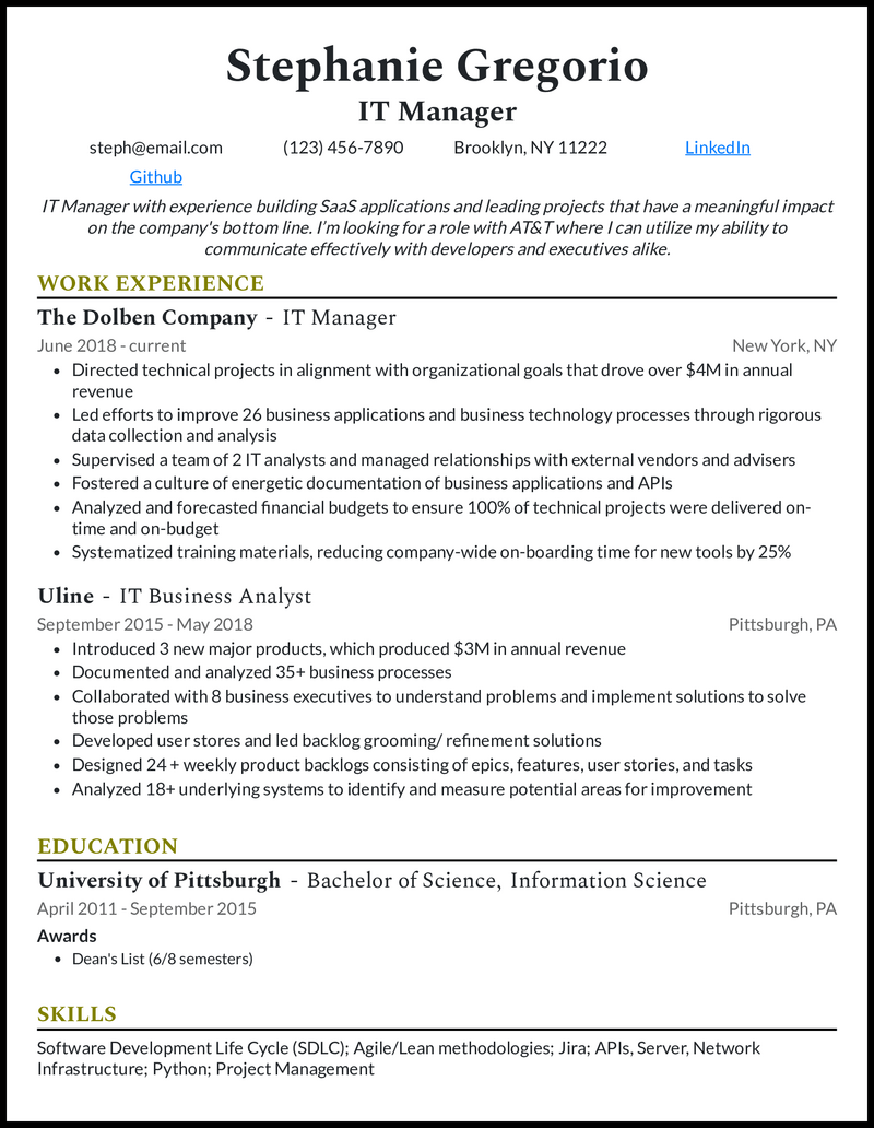 13 IT Manager Resume Examples [& Templates]