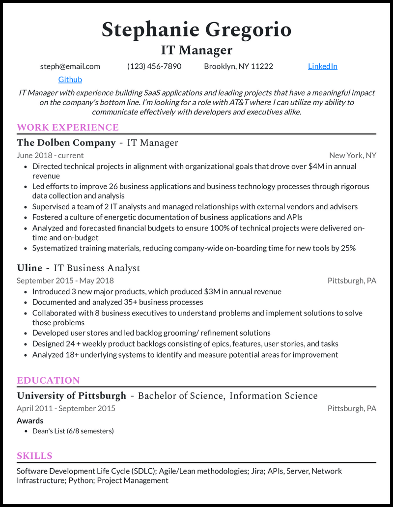 10 It Manager Resume Examples [With Guidance] – FJRL