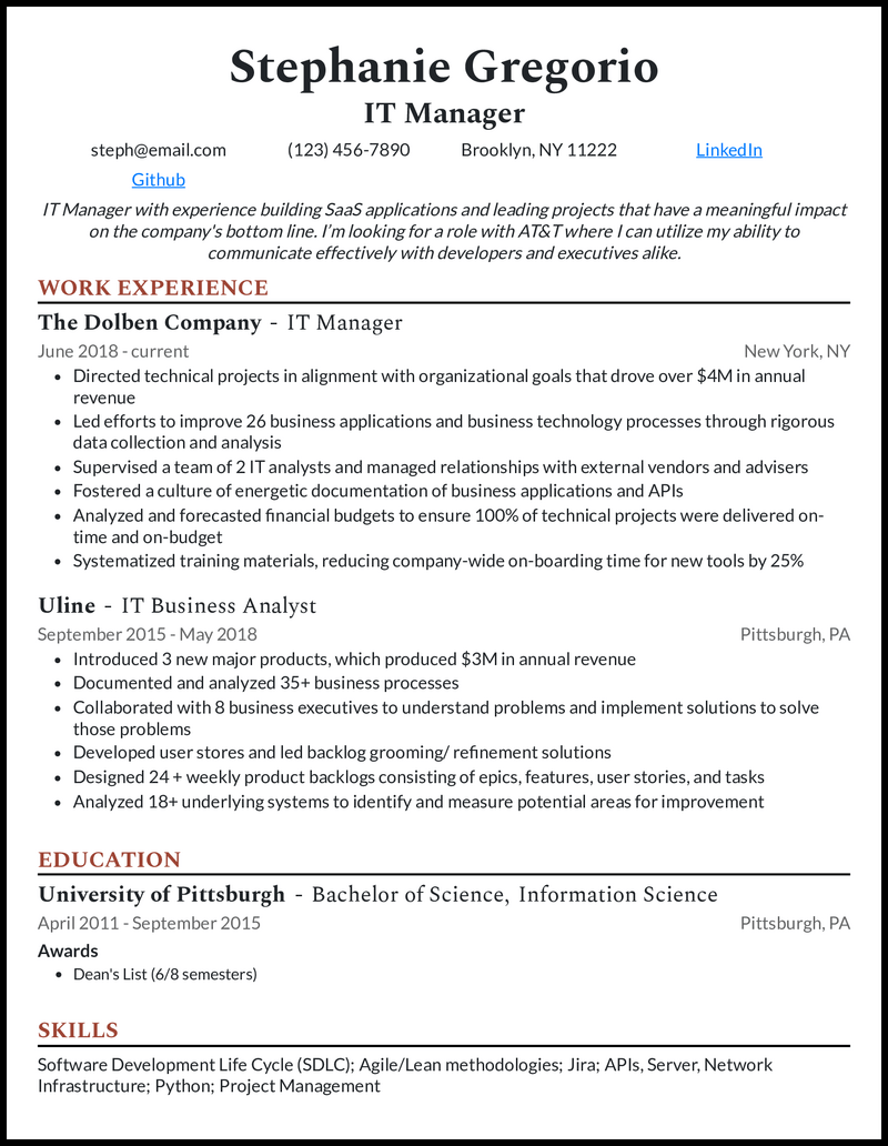 13 IT Manager Resume Examples [& Templates]