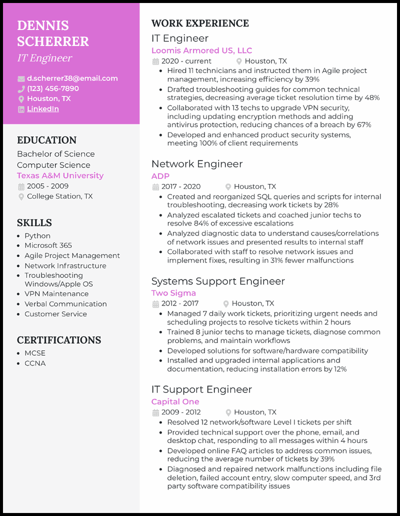 8 Best IT CV Examples & Samples for Information Technology Jobs