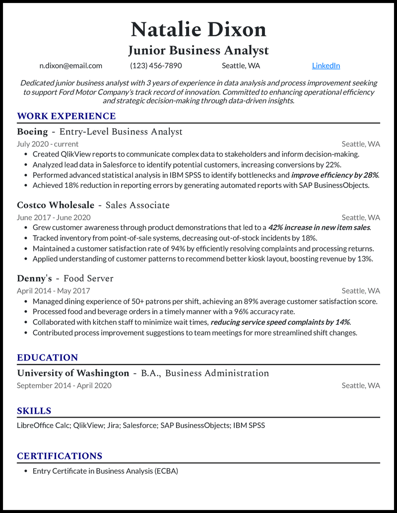 23 Business Analyst (BA) Resume Samples for 2024