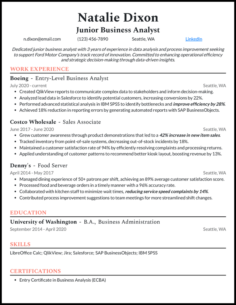23 Business Analyst (BA) Resume Samples for 2024