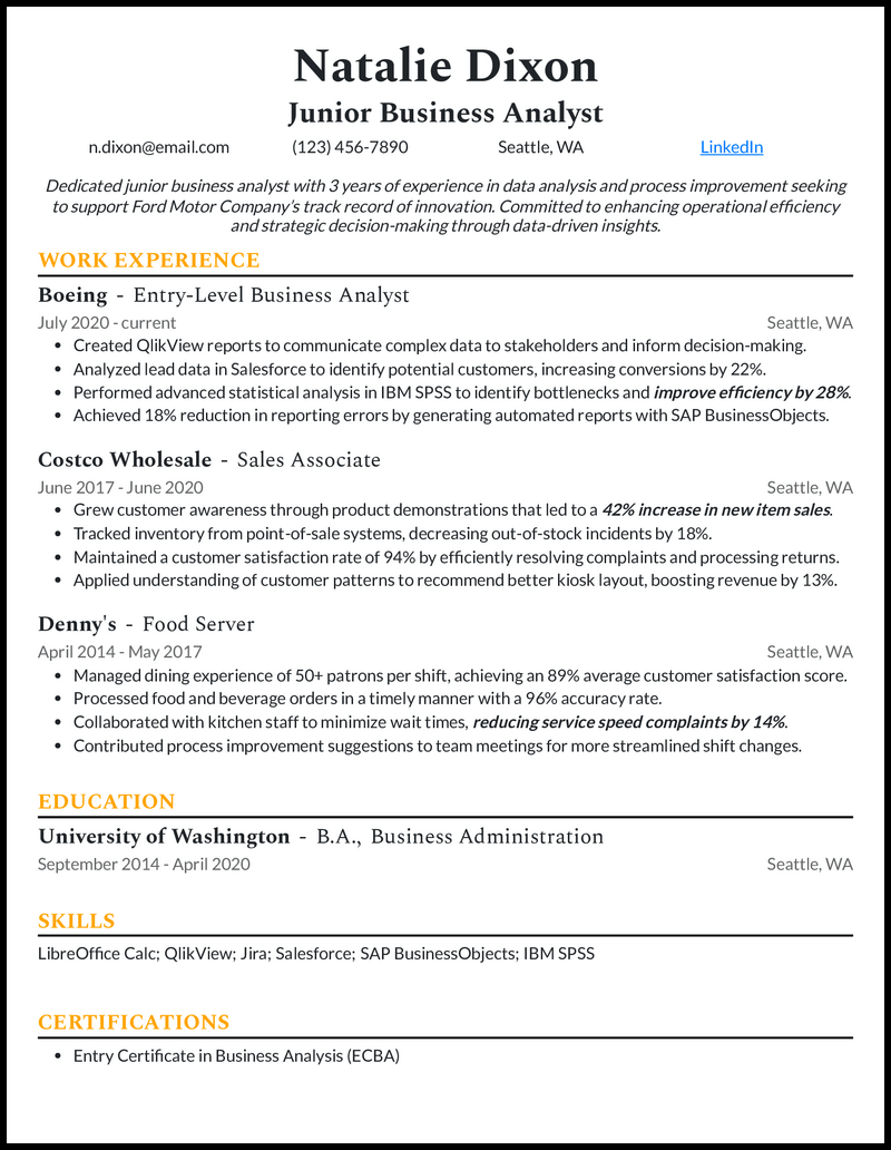23 Business Analyst (BA) Resume Samples for 2024
