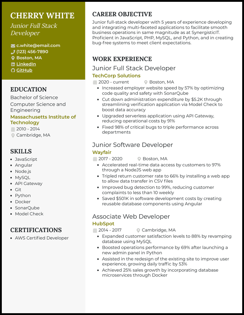 13 Real Full-Stack Developer Resume Examples That Worked in 2025