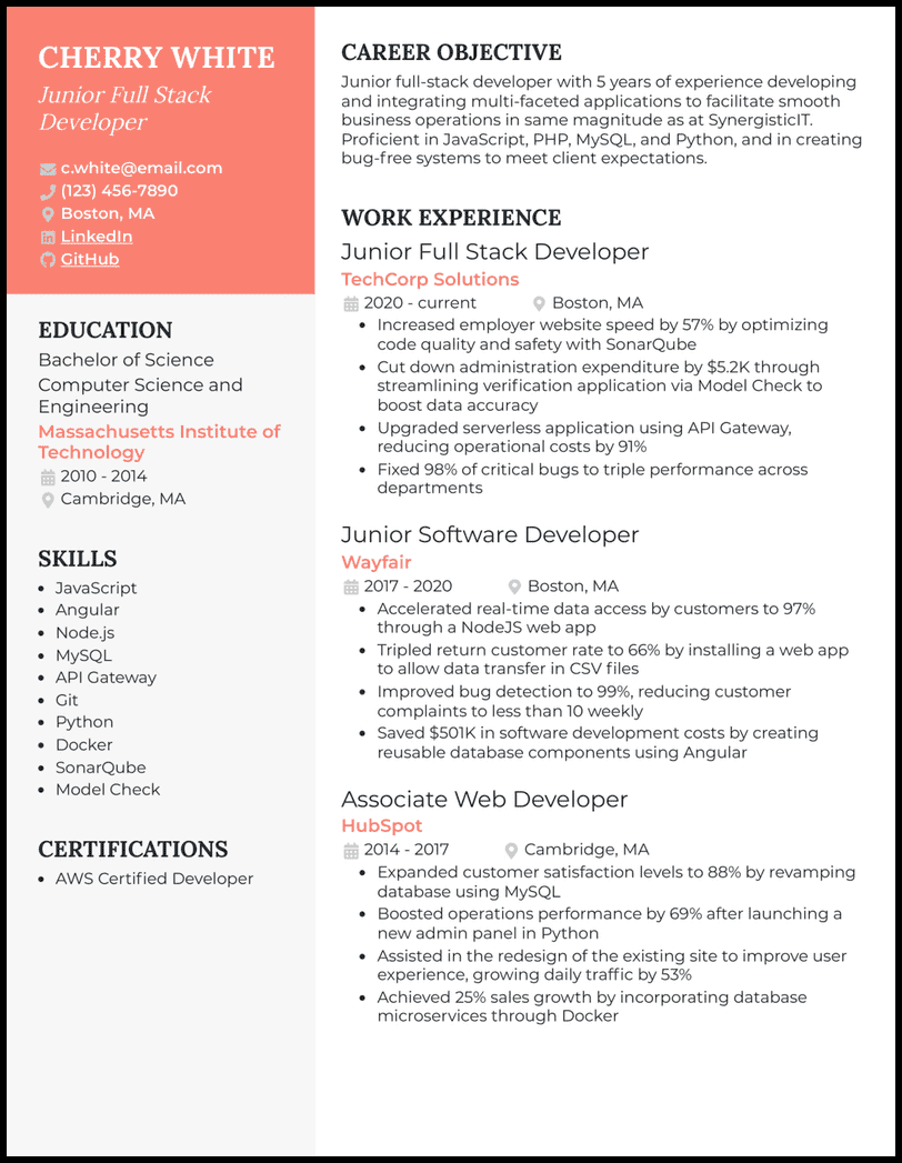 13 Real Full-Stack Developer Resume Examples That Worked in 2025