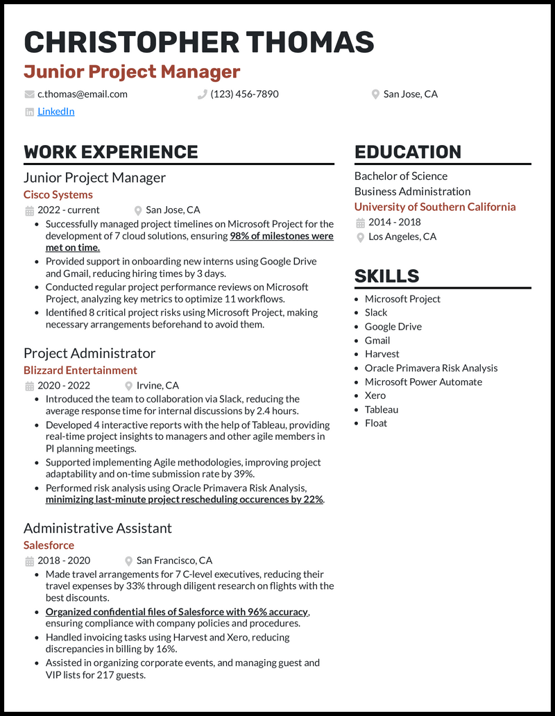 5 Junior Project Manager Resume Examples Best for 2026