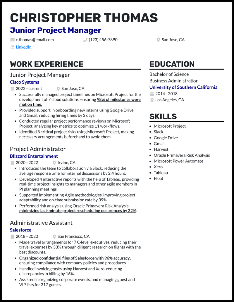 5 Junior Project Manager Resume Examples Best for 2025