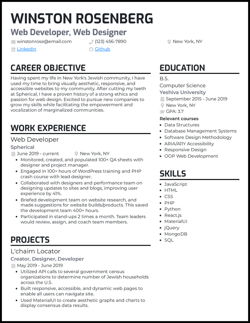 15 Web Developer Resume Examples Built for 2024