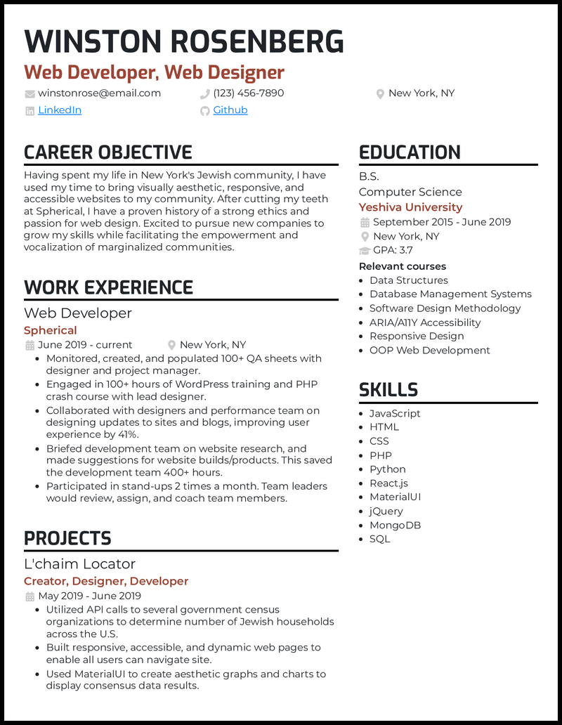 15 Web Developer Resume Examples Built for 2024