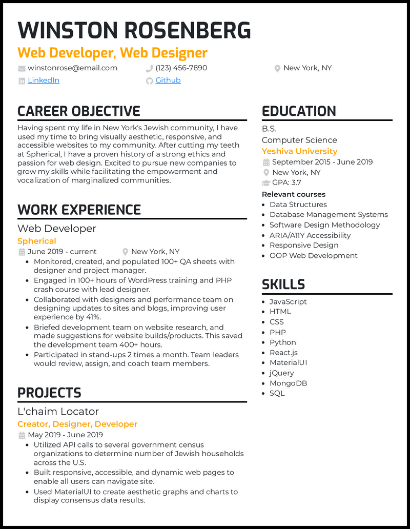 15 Web Developer Resume Examples Built for 2024