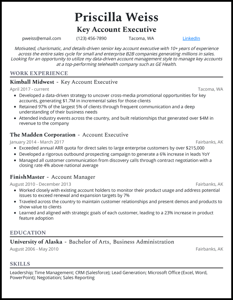 14 Account Executive Resume Examples for 2024