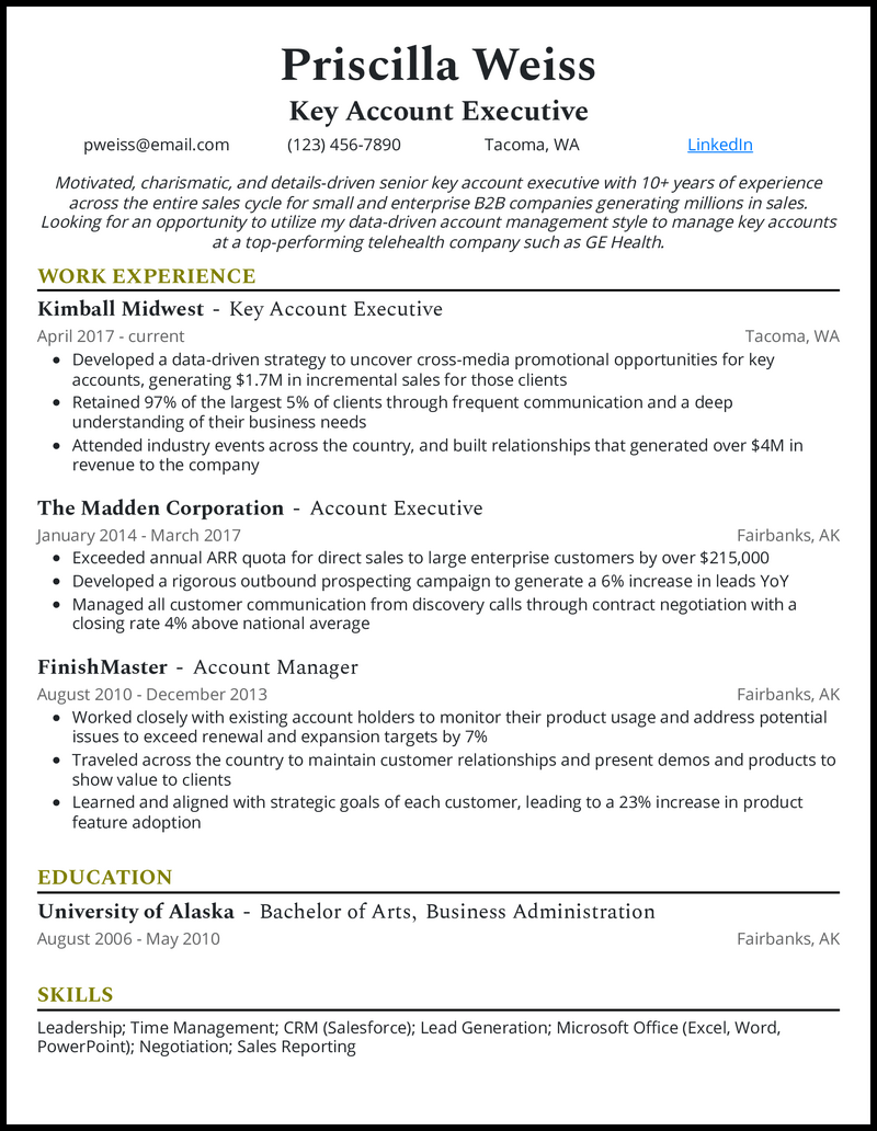 14 Account Executive Resume Examples for 2024