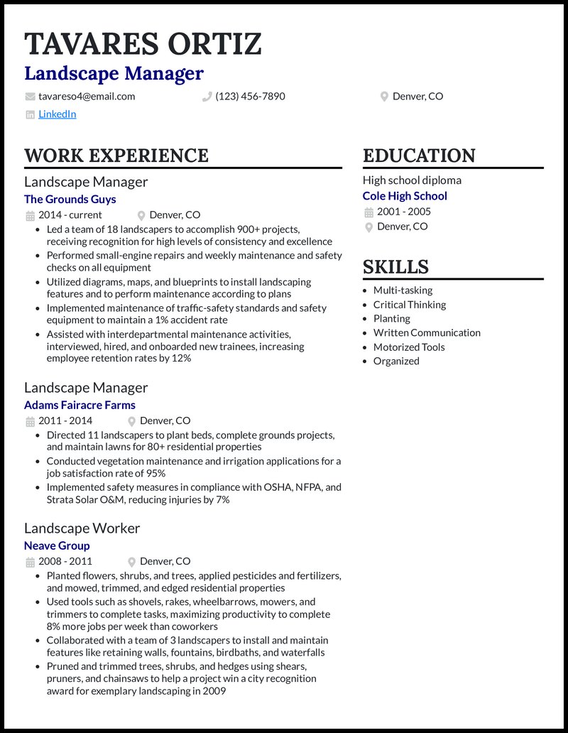 9 Landscape Worker Resume Examples [& Templates]
