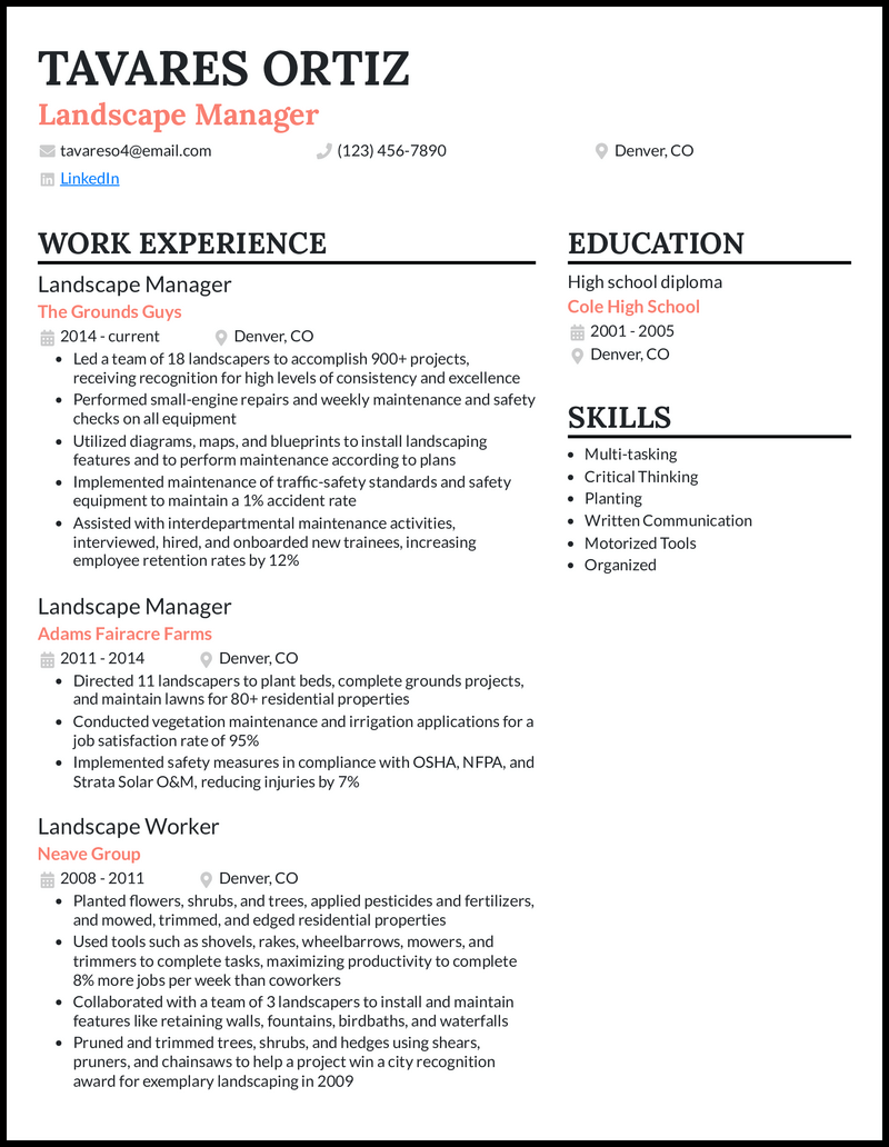 9 Landscape Worker Resume Examples [& Templates]