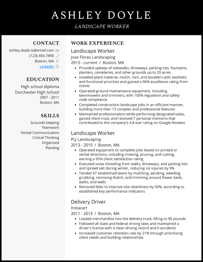 9 Landscape Worker Resume Examples [& Templates]