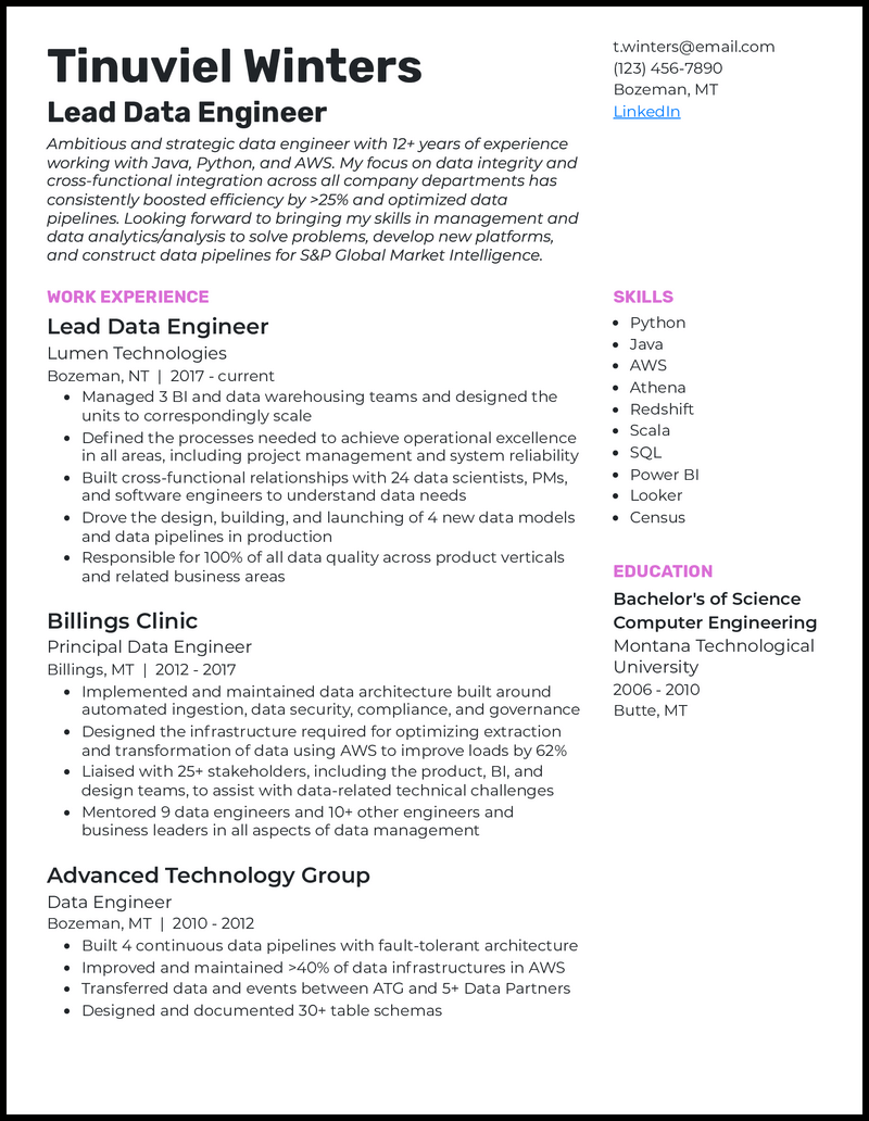 28 Data Engineer Resume Examples That Work in 2025