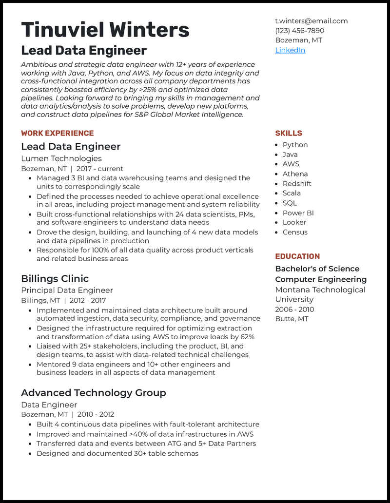 28 Data Engineer Resume Examples That Work in 2025