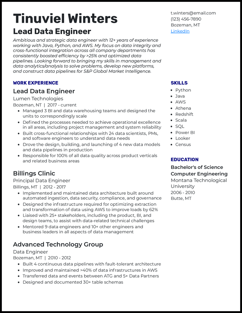 28 Data Engineer Resume Examples That Work in 2025