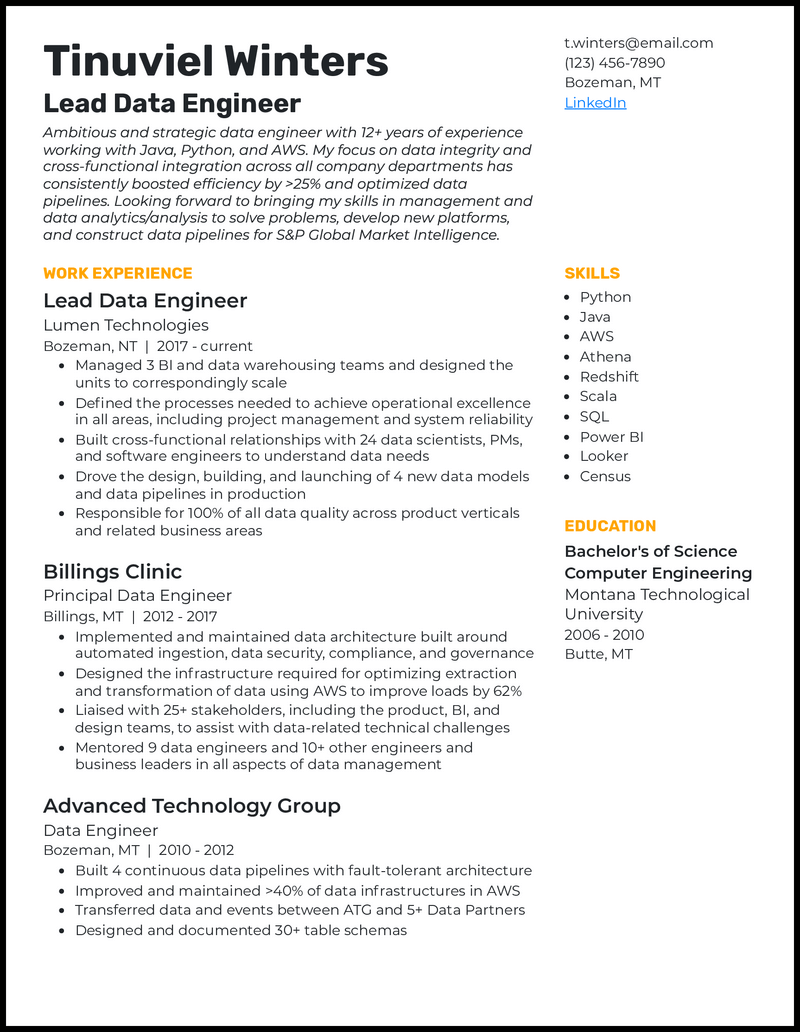 28 Data Engineer Resume Examples That Work in 2026