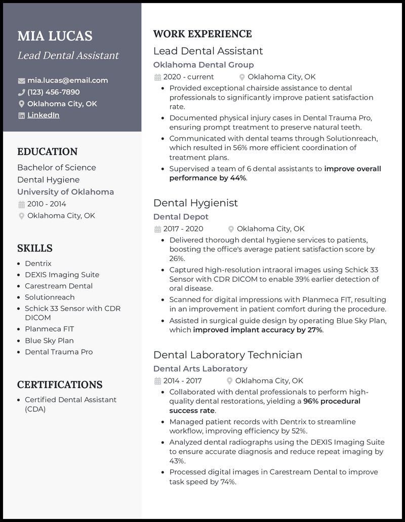 17 Dental Assistant Resume Examples That Work in 2024