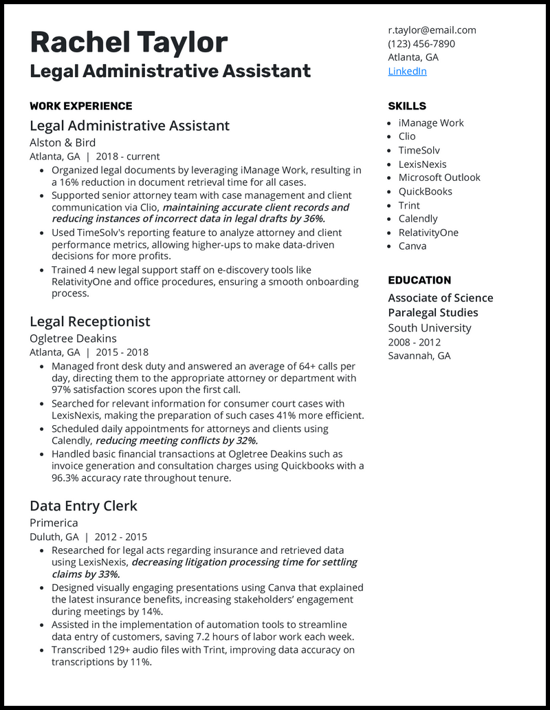 13 Legal Assistant Resume Templates & Examples for 2025