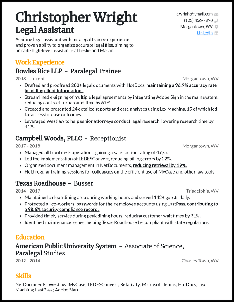 13 Legal Assistant Resume Templates & Examples for 2025