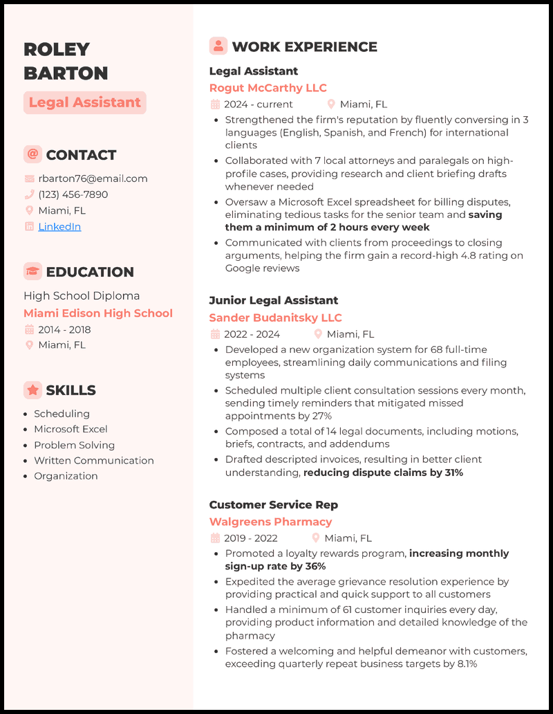 13 Legal Assistant Resume Templates & Examples for 2026