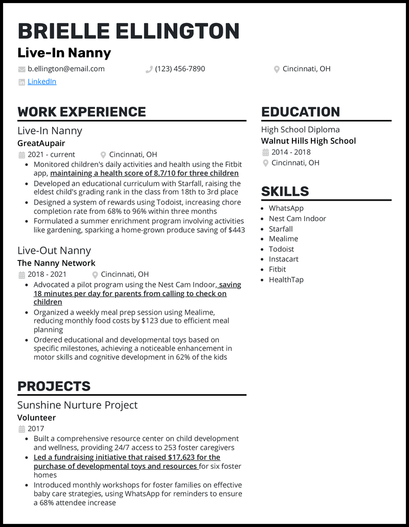 15 Nanny Resume Examples That Work in 2024