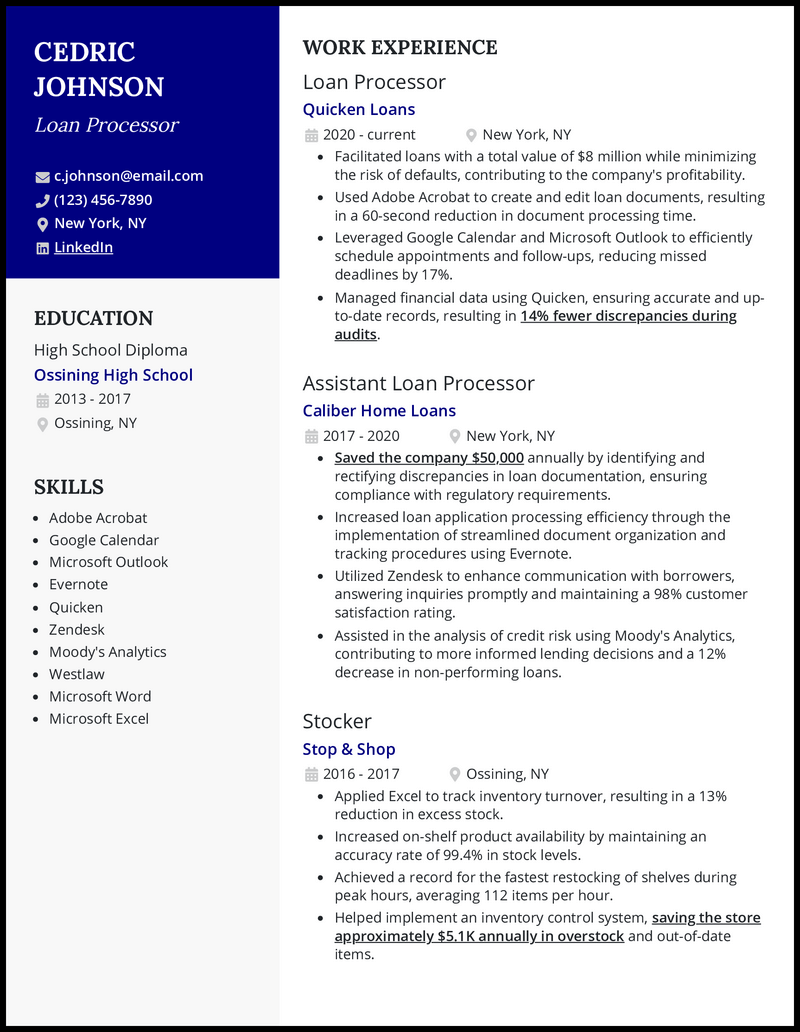 7 Loan Processor Resume Examples That Work For 2025