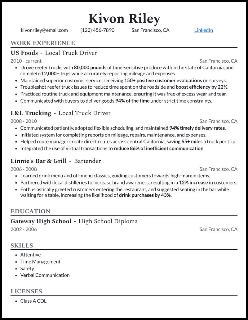 13 Real Truck Driver Resume Examples That Worked in 2025