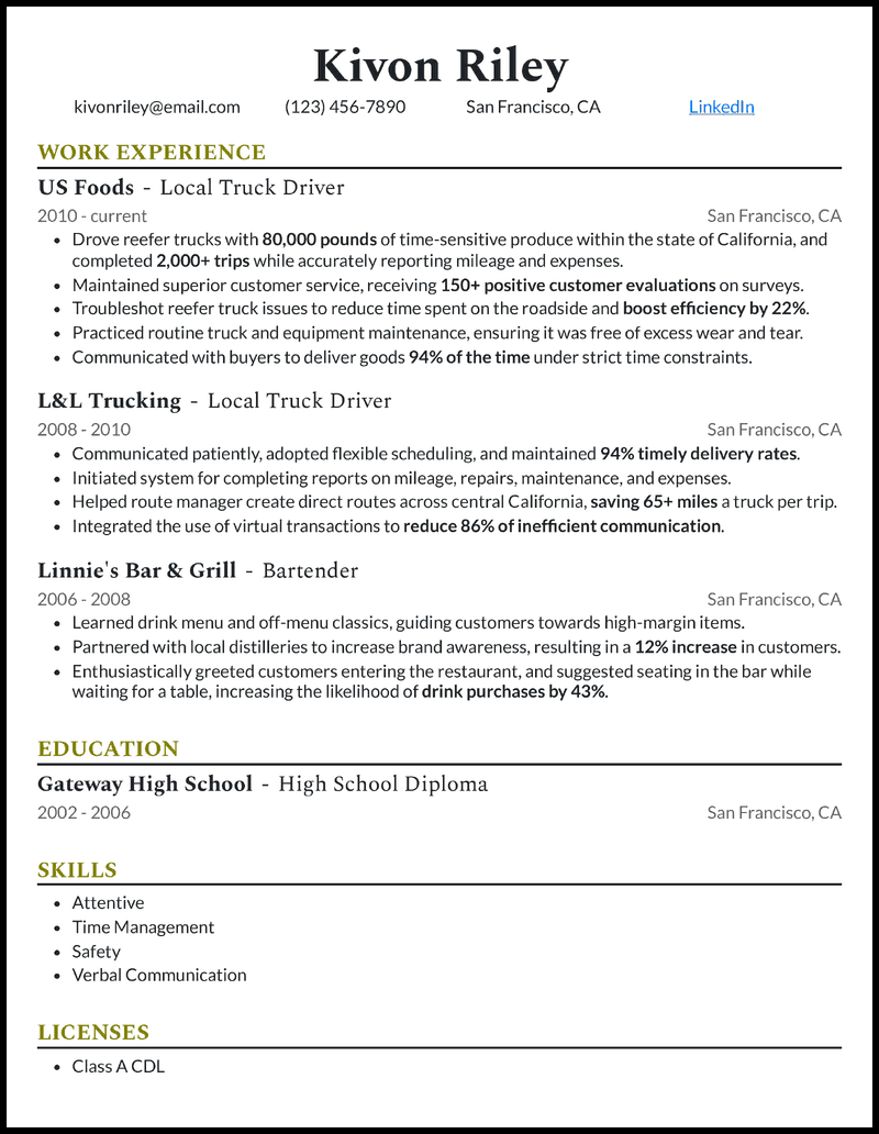 13 Real Truck Driver Resume Examples That Worked in 2025