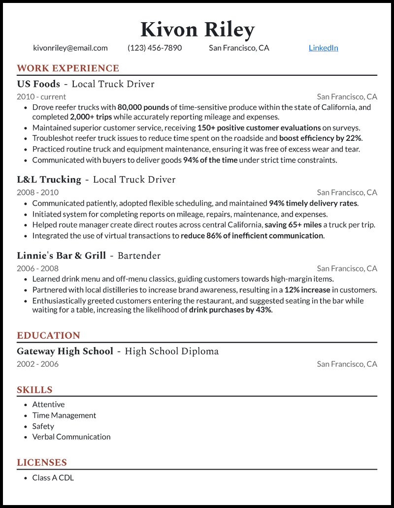 13 Real Truck Driver Resume Examples That Worked in 2025