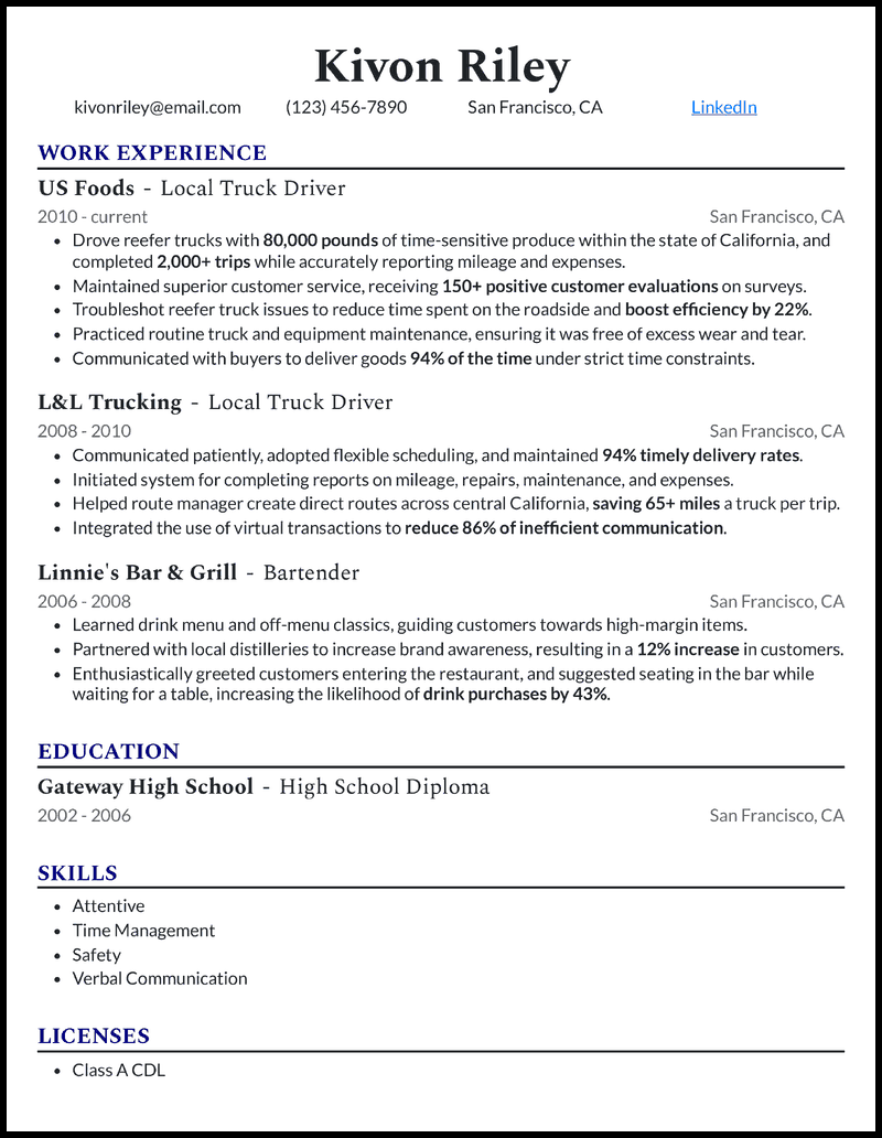 13 Real Truck Driver Resume Examples That Worked in 2025