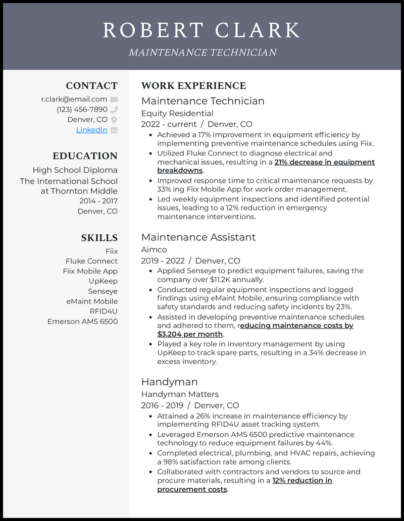 7 Maintenance Worker Resume Examples that Work in 2026